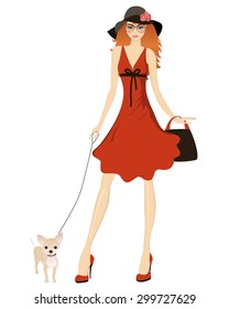 Lady Dog Vector Illustration Stock Vector (Royalty Free) 299727629 ...