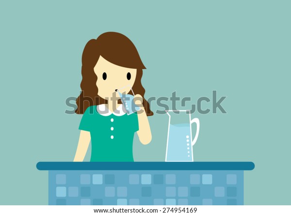 Lady Drinking Water Vector Cartoon Stock Vector (Royalty Free) 274954169