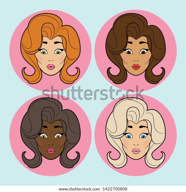 Lady Face Different Skin Colors Vector Stock Vector (Royalty Free ...