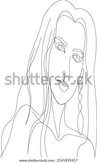 Lady Face Line Art Vector Illustration Stock Vector (Royalty Free ...