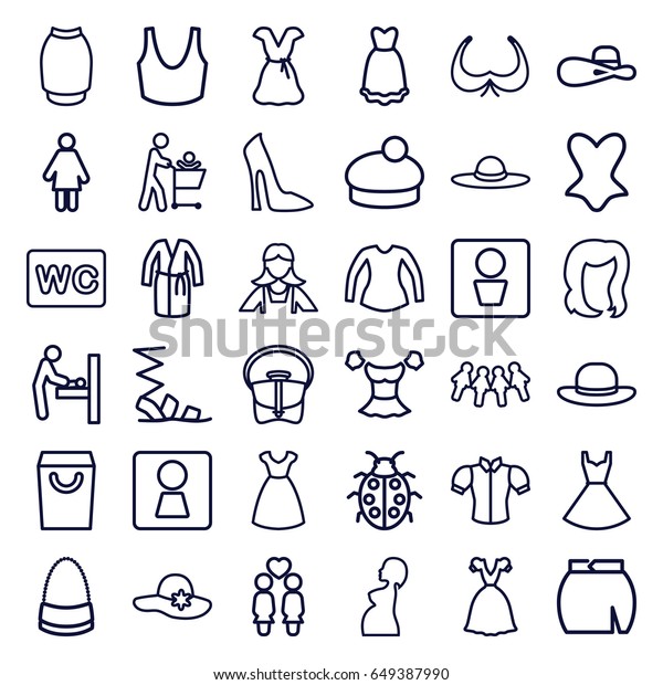 Lady Icons Set Set 36 Lady Stock Vector (Royalty Free) 649387990