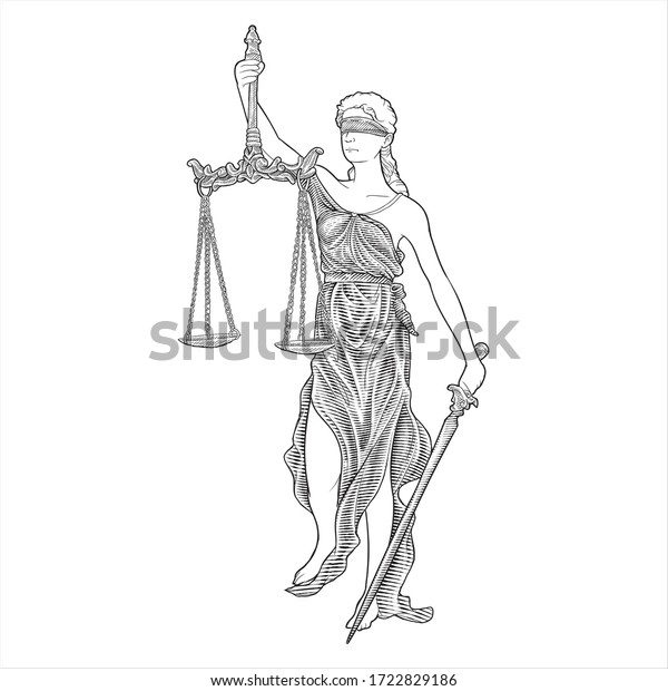 Lady Justice Hand Drawing Vector 库存矢量图（免版税）1722829186 | Shutterstock