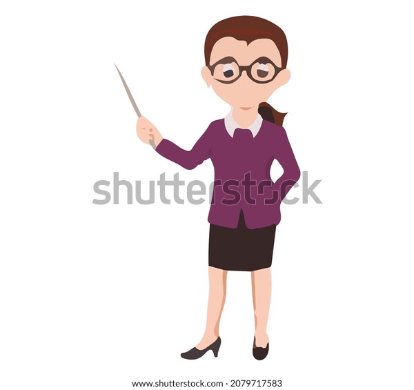 Lady Teacher Cartoon Vector Art Stock Vector (Royalty Free) 2079717583 ...