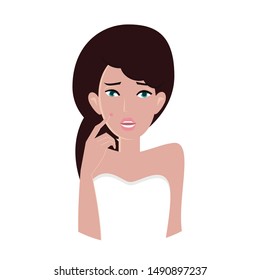 Lady Touching Acne Cute Cartoon Character Stock Vector (Royalty Free ...
