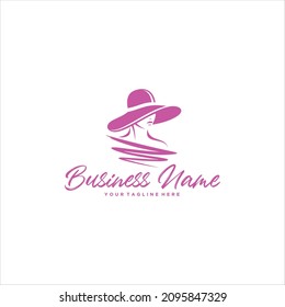 Lady Wearing Hat Logo Design Stock Vector (Royalty Free) 2095847329
