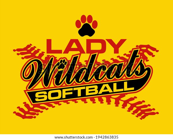 Lady Wildcats Softball Team Design Stitches Stock Vector (Royalty Free ...