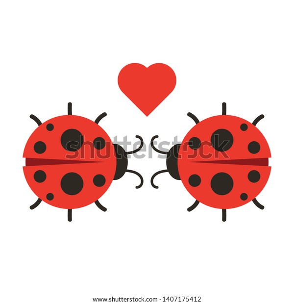 Ladybug Cartoon Vector Heart Symbol Stock Vector (Royalty Free ...