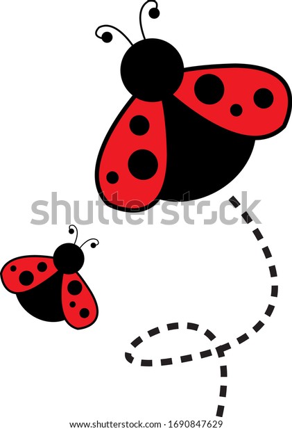 Ladybug flying spring children cartoon