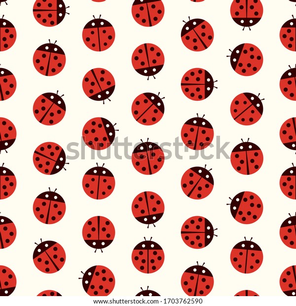 Ladybug Seamless Pattern Polka Dot Composition Stock Vector (Royalty ...