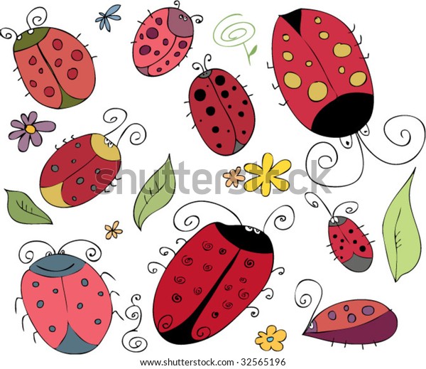 Ladybug Wildlife Wing Cute Antenna Animal Stock Vector (Royalty Free ...