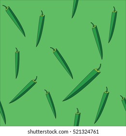 Ladyfinger Vegetable Vector Seamless Pattern Ladyfingers Stock Vector ...