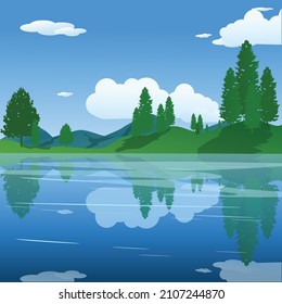 Lake Background Illustration Vector Design Lake Stock Vector (Royalty ...