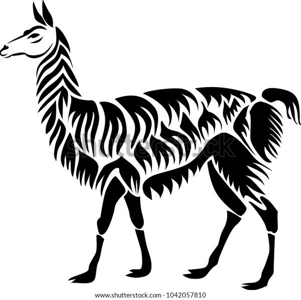 Lama Stencil Laser Cutting Vector Animal Stock Vector (Royalty Free ...