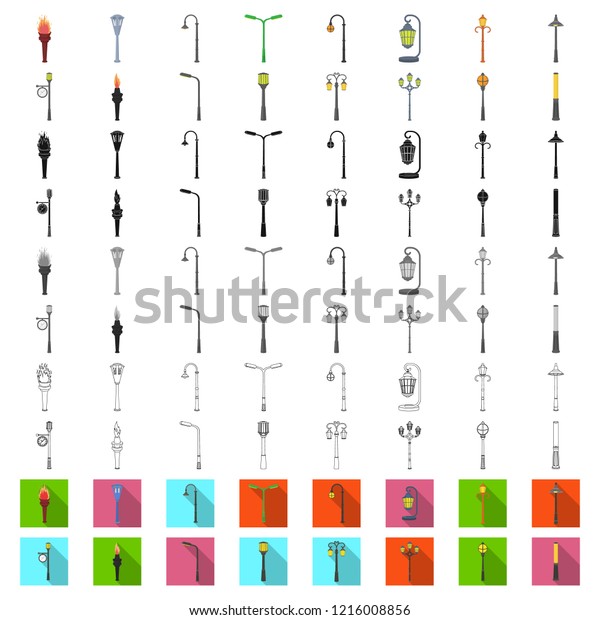Lamp Post Cartoon Icons Set Collection Stock Vector (Royalty Free ...