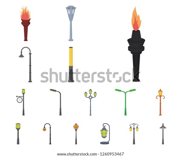 Lamp Post Cartoon Icons Set Collection: vector de stock (libre de ...