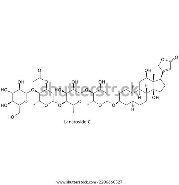 Lanatoside C Molecule Flat Skeletal Structure Stock Vector (Royalty ...