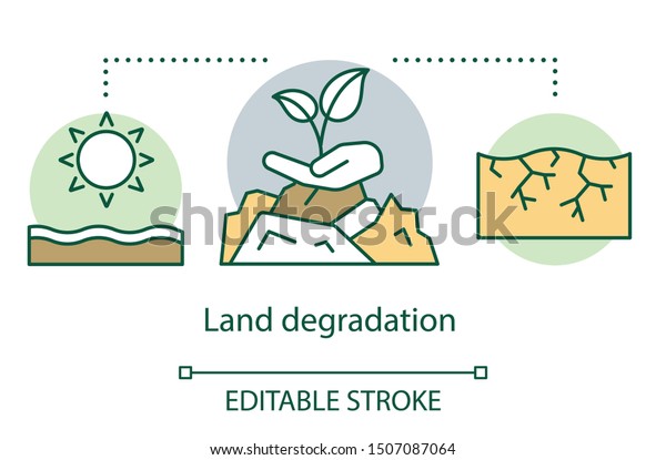 Land Degradation Concept Icon Soil Erosion Stock Vector (Royalty Free ...