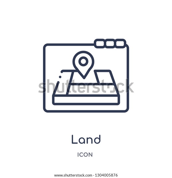 Land Icon Web Outline Collection Thin Stock Vector (Royalty Free ...