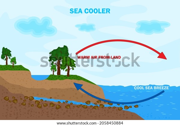 Land Sea Breeze Vector Illustration Shore Stock Vector (Royalty Free ...