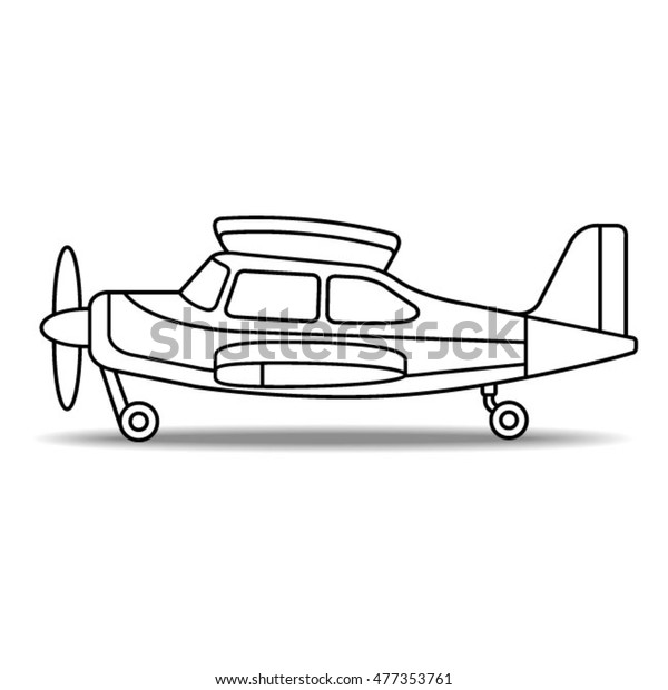 Landed Propeller Aircraft Outlinevector Drawing Stock Vector (Royalty ...