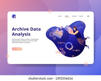 Landing Page Archive Data Analysis Modern Stock Vector (Royalty Free ...