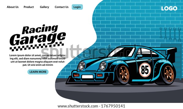Landing Page Design Racing Car Garage Stock Vector (Royalty Free ...