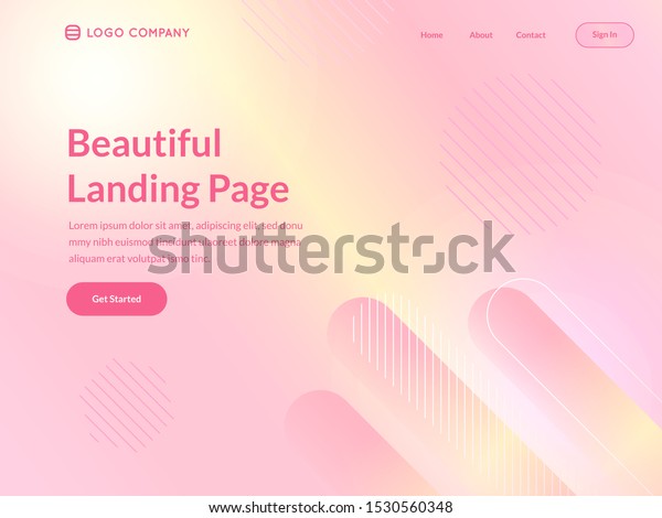 Landing Page Light Pink Geometric Background Stock Vector (Royalty Free ...