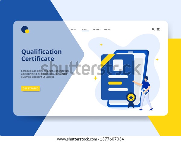 Landing Page Qualification Certificate Concept Man: เวกเตอร์สต็อก (ปลอด ...