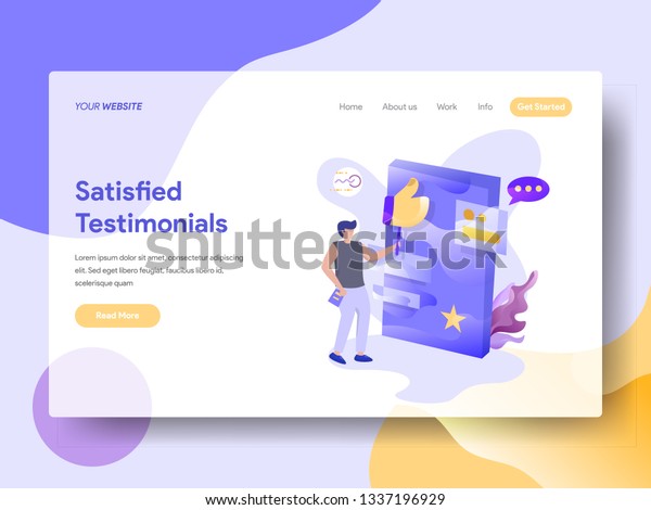 Landing Page Satisfied Testimonials Vector Illustration Stock Vector ...