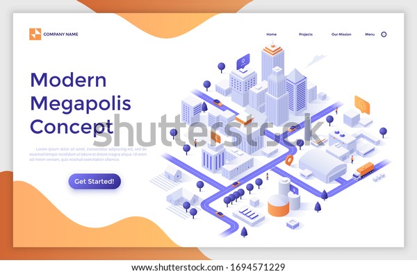 Landing Page Template City Map Urban Stock Vector (Royalty Free ...