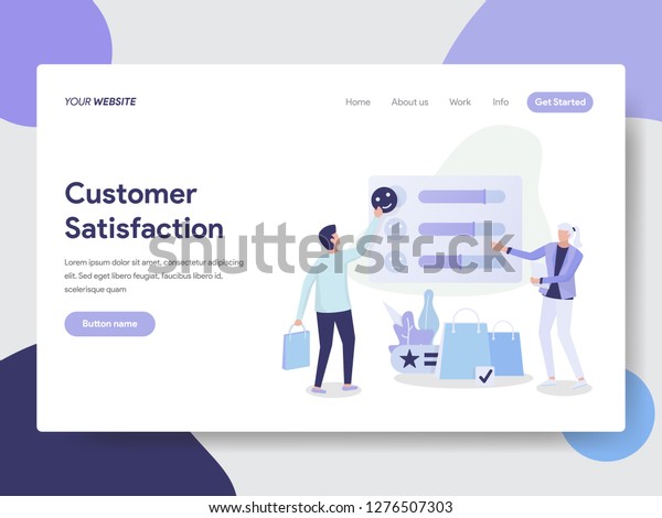 Landing page template of Customer Satisfaction Concept. Modern flat ...