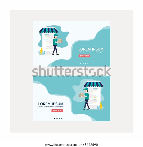 Landing Page Template Delivery Package Box Stock Vector (Royalty Free ...
