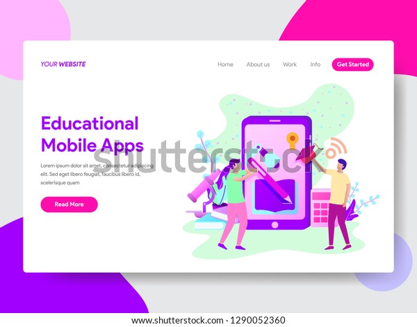 Landing Page Template Educational Mobile Apps Stock Vector (Royalty ...