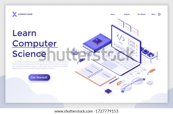 Landing Page Template Laptop Microchips Notebook Stock Vector (Royalty ...