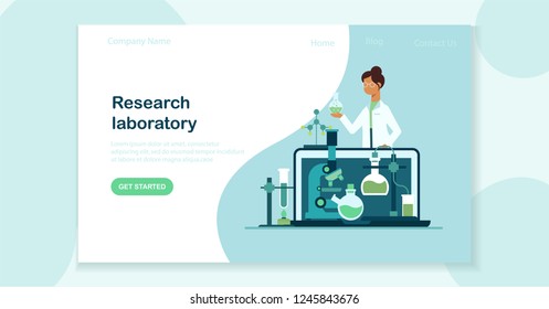 Landing Page Template Scientist Laboratory Flat Stock Vector (Royalty ...