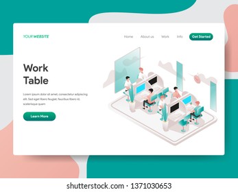 Landing Page Template Work Table Illustration Stock Vector (Royalty ...