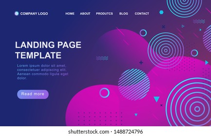 Landing Page Templategeometric Background Website Launch Stock Vector ...