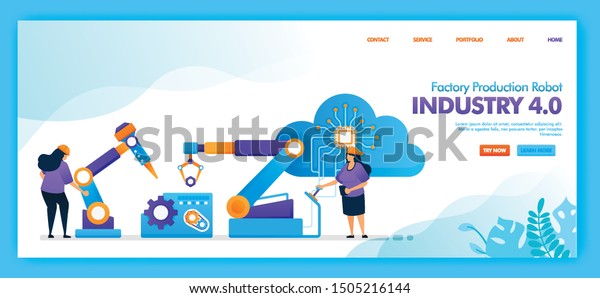 Landing Page Vector Design Factory Production Stock Vector (Royalty ...