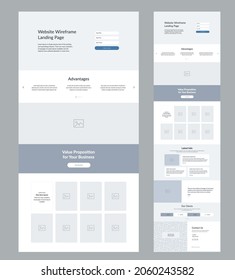 Landing Page Wireframe Template Modern Responsive Stock Vector (Royalty ...