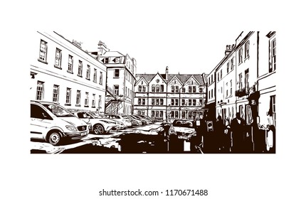 Landmark View Building Bath Town Set Stock Vector (Royalty Free ...