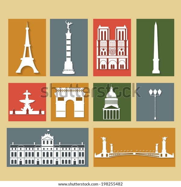 Landmarks Paris Vector Colorful Cartoon Flat Stock Vector (Royalty Free ...