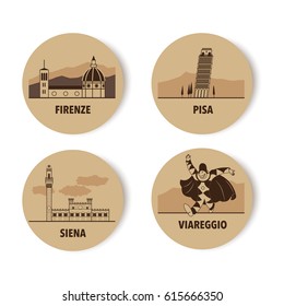 Landmarks Symbols Cities Tuscany Vector Illustration Stock Vector ...