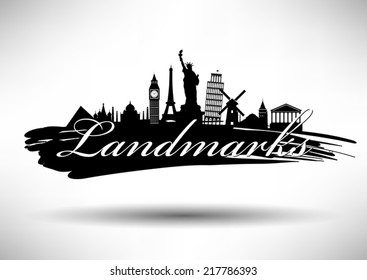 Landmarks World Typographic Banner Design Stock Vector (Royalty Free ...