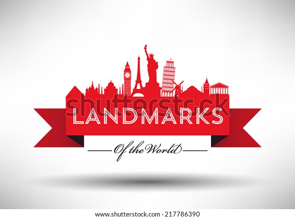 Landmarks of the World Typographic Banner Design