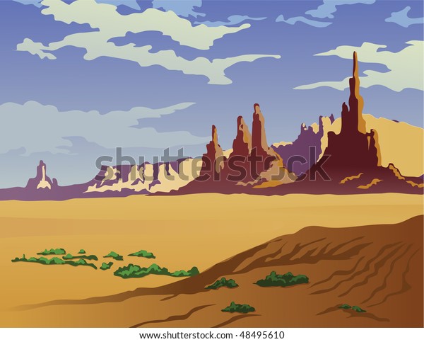 Landscape Arizona Desert Stock Vector (Royalty Free) 48495610 ...