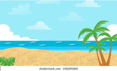 Vector Cartoon Style Background Sea Shore Stock Vector (Royalty Free ...