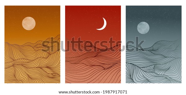 Landscape Background Line Art Pattern Vector Stock Vector (Royalty Free ...