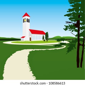 Landscape Church Stock Vector (Royalty Free) 108586613 | Shutterstock