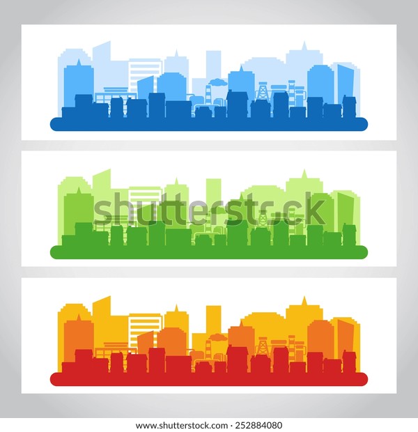 Landscape City Perspective View Horizontal Banner Stock Vector (Royalty ...