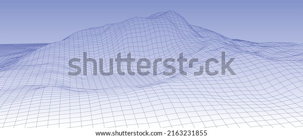 Landscape Design Mountains Wireframe Landscape 3d Stock Vector (Royalty ...